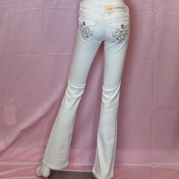 L.A. idol | Jeans | La Idol Low Rise White Bedazzled Bootcut Thick ...